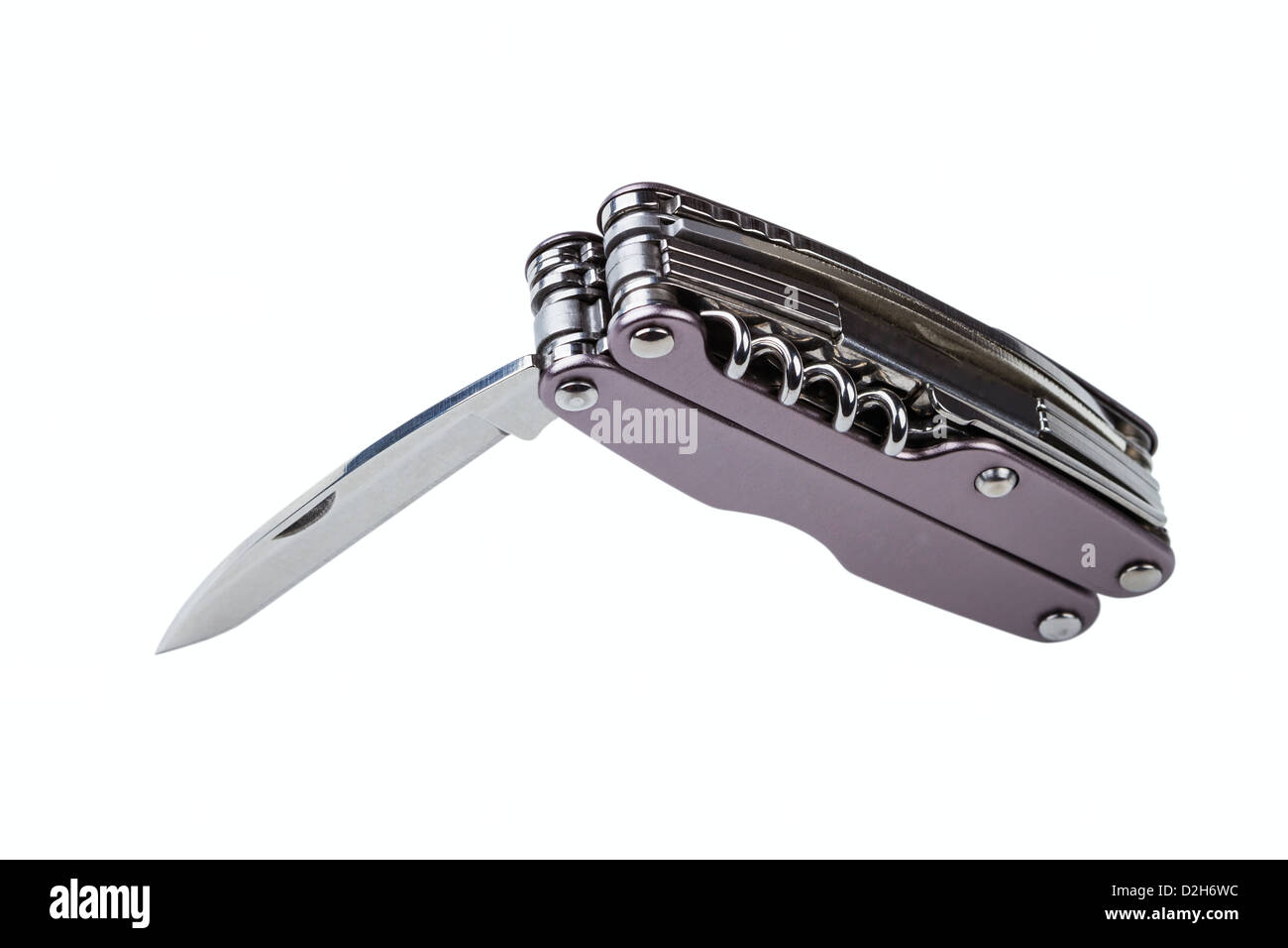 steel folding multitool isolated on a white background Stock Photo - Alamy