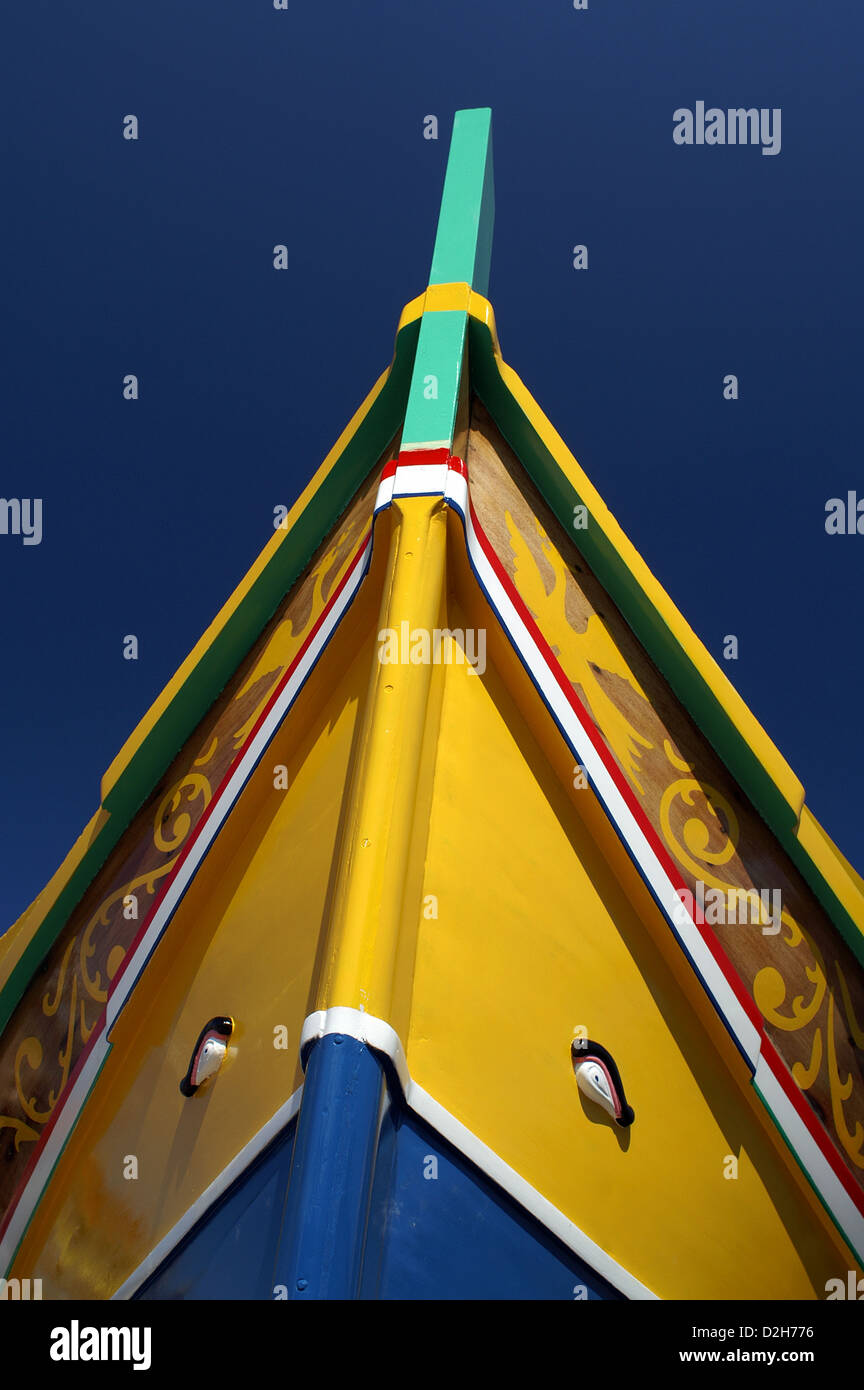 Malta, the eye of Osiris painted on fishing boat (luzzu), believed to ...