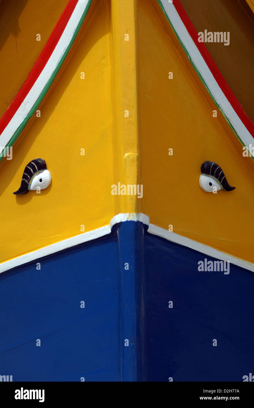 Malta, the eye of Osiris painted on fishing boat (luzzu), believed to ...