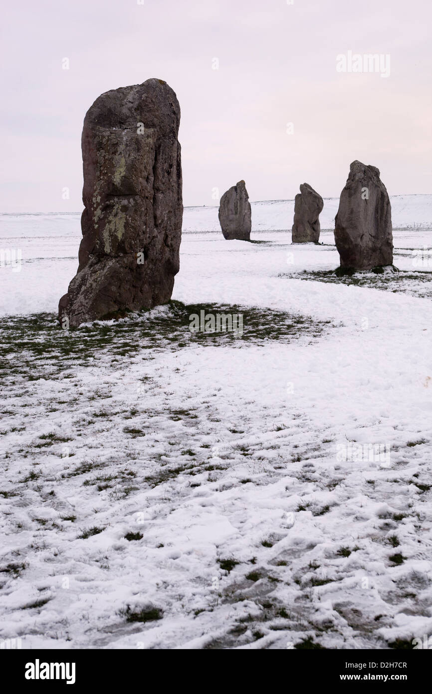 Stone Circle at Avebury in the Snow Stock Photo - Alamy