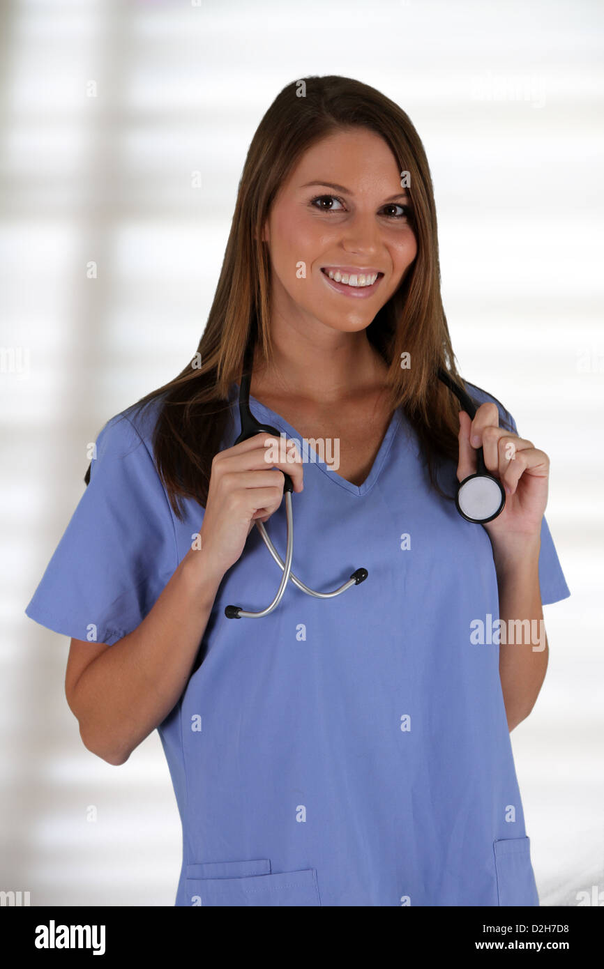 Young female nurse working in a hospital Stock Photo - Alamy