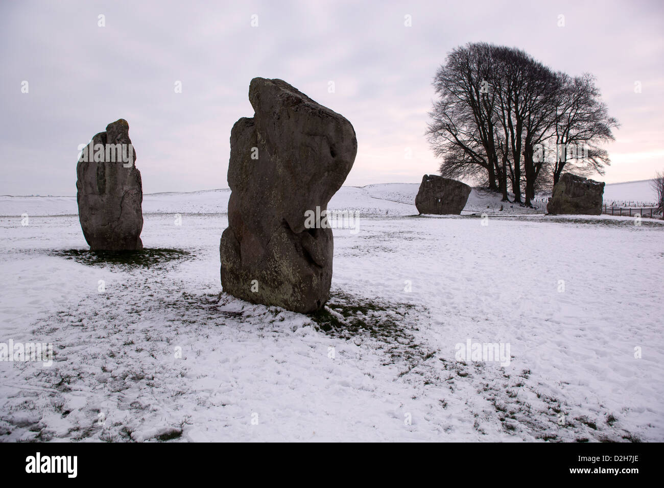 Stone Circle at Avebury in the Snow Stock Photo - Alamy
