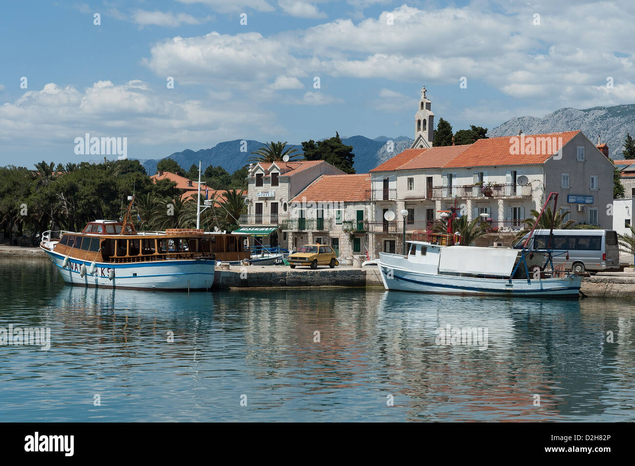 Elk192-2880 Croatia, Hvar Island, Sucuraj town from harbor Stock Photo ...