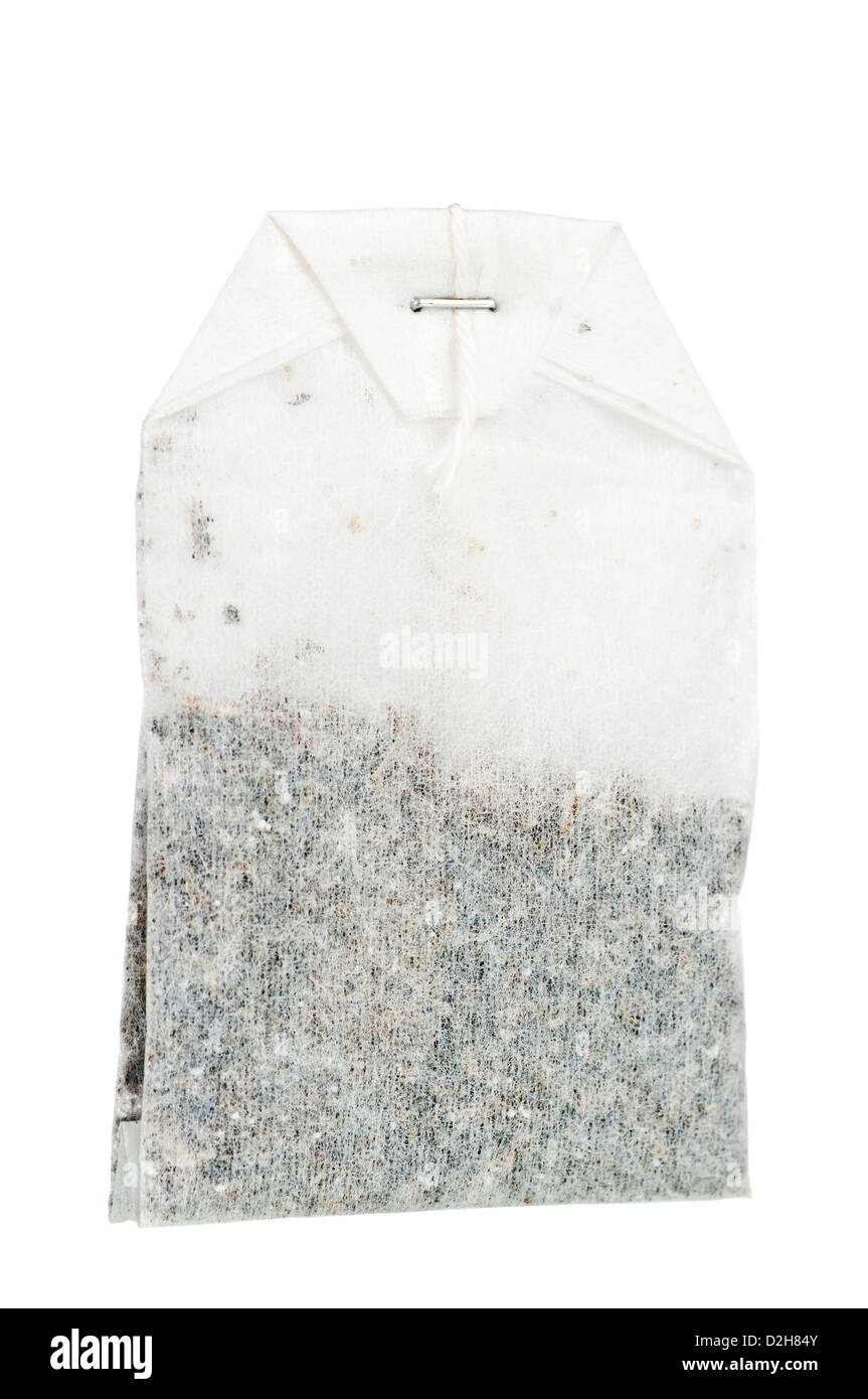 SIngle tea bag over a white background Stock Photo - Alamy