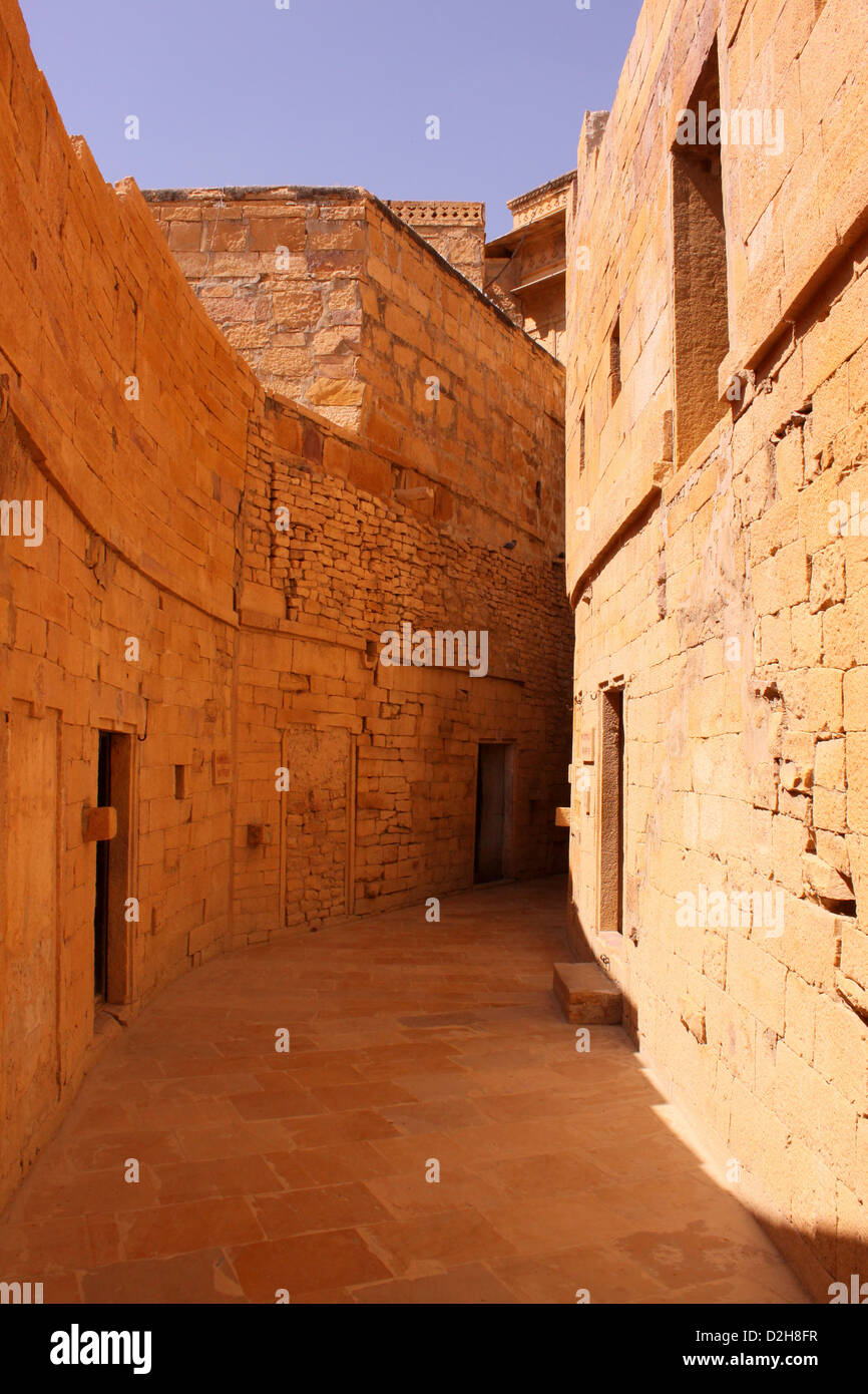 Empty deserted paved walkway of Jaisalmer fort Rajasthan India Stock ...