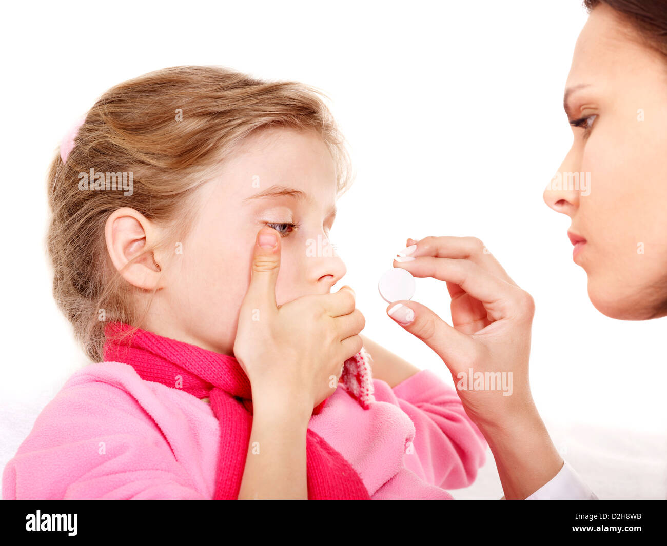 Sick child take medicine with doctor Stock Photo - Alamy