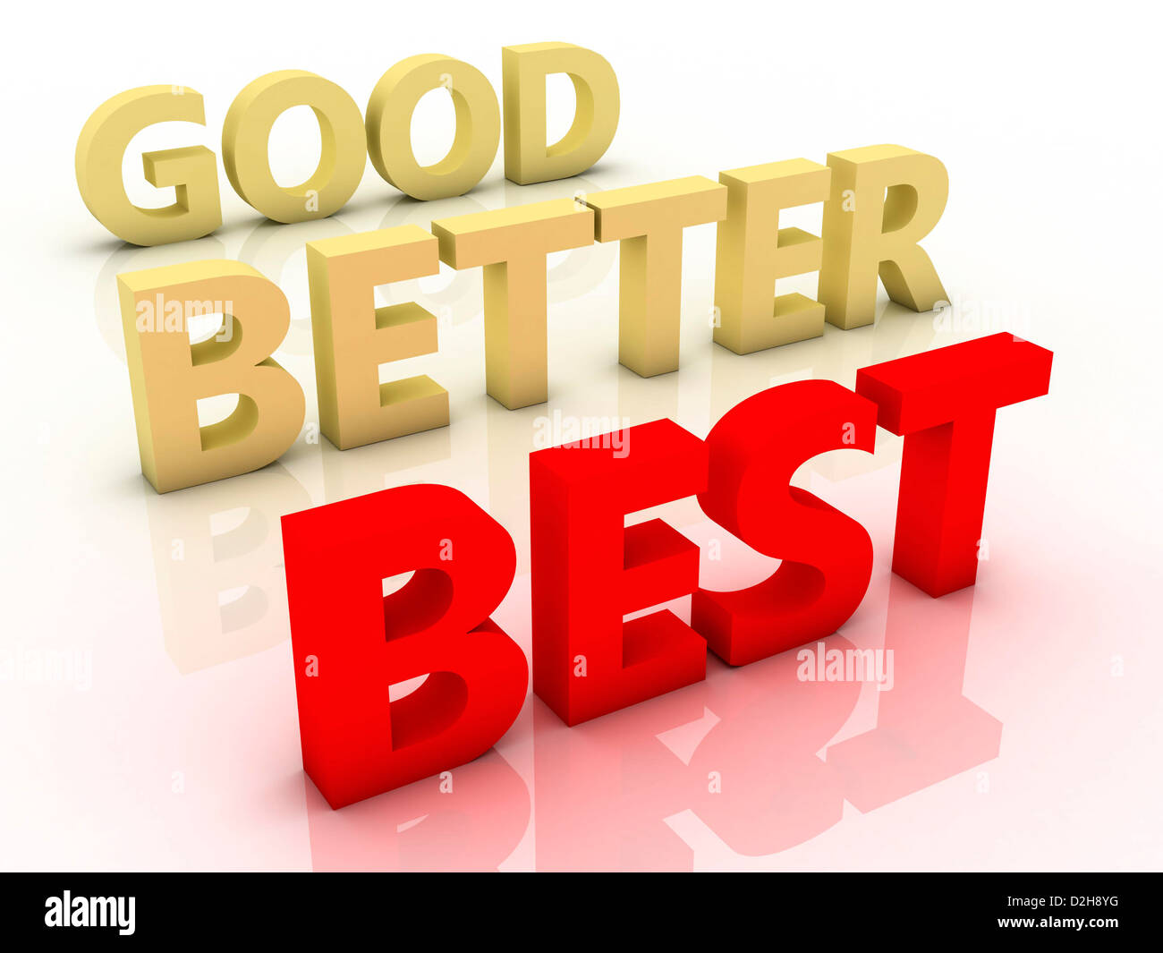 Good Better Best Representing Ratings And Improvement Stock Photo - Alamy