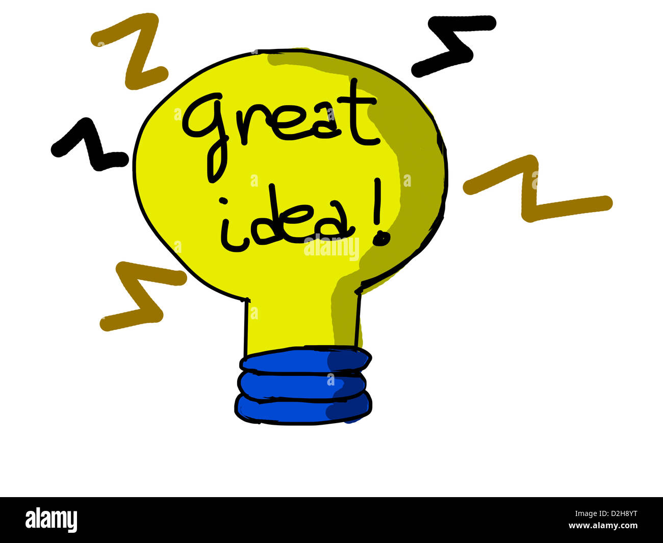 cartoon yellow lightbulb. Symbol of great idea Stock Photo - Alamy