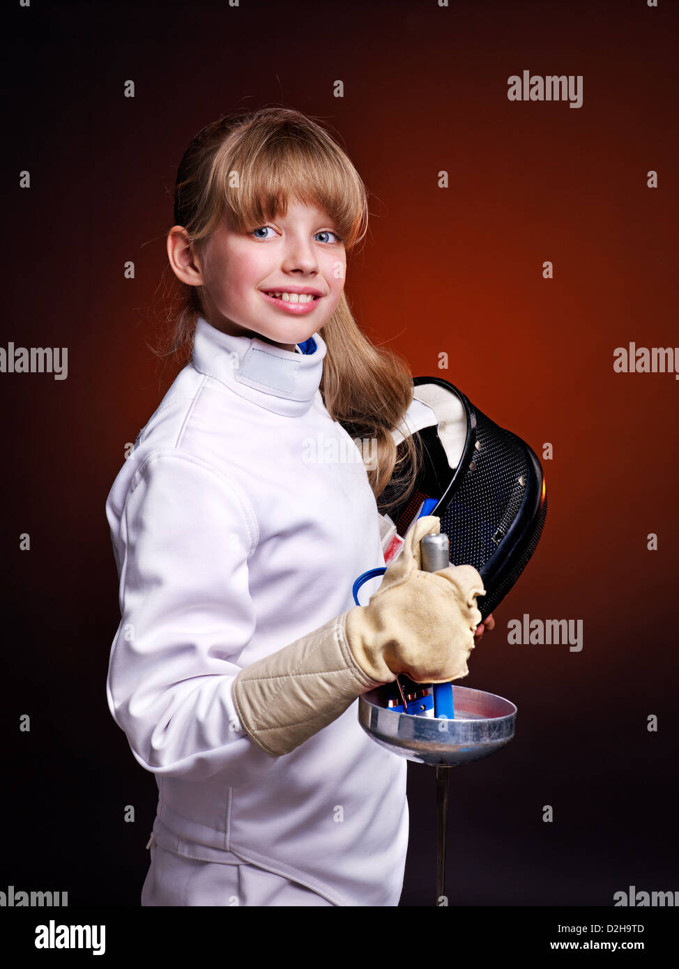 Child epee fencing lunge Stock Photo - Alamy