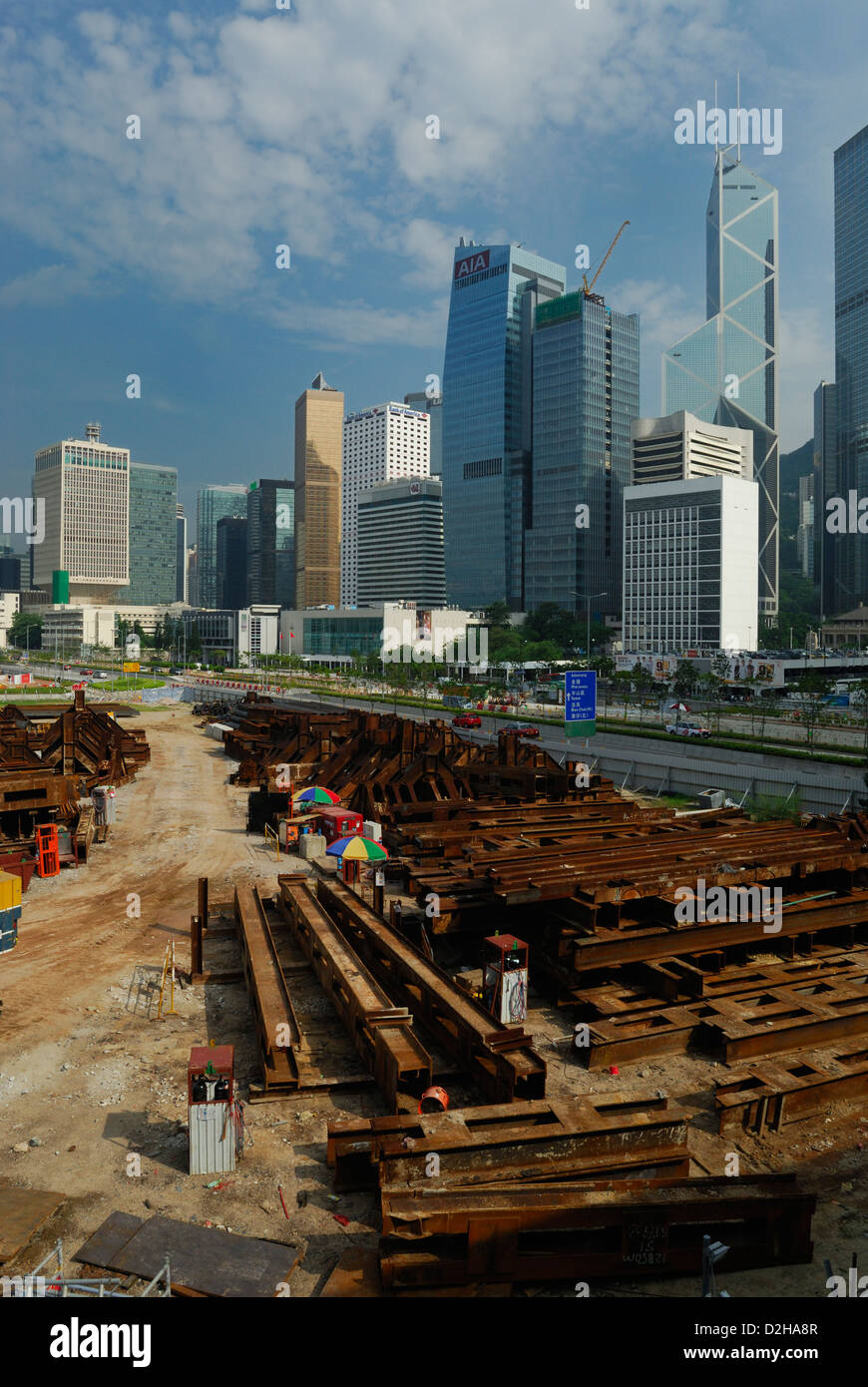 Steel and iron construction yard near The Pier, Central District Hong ...