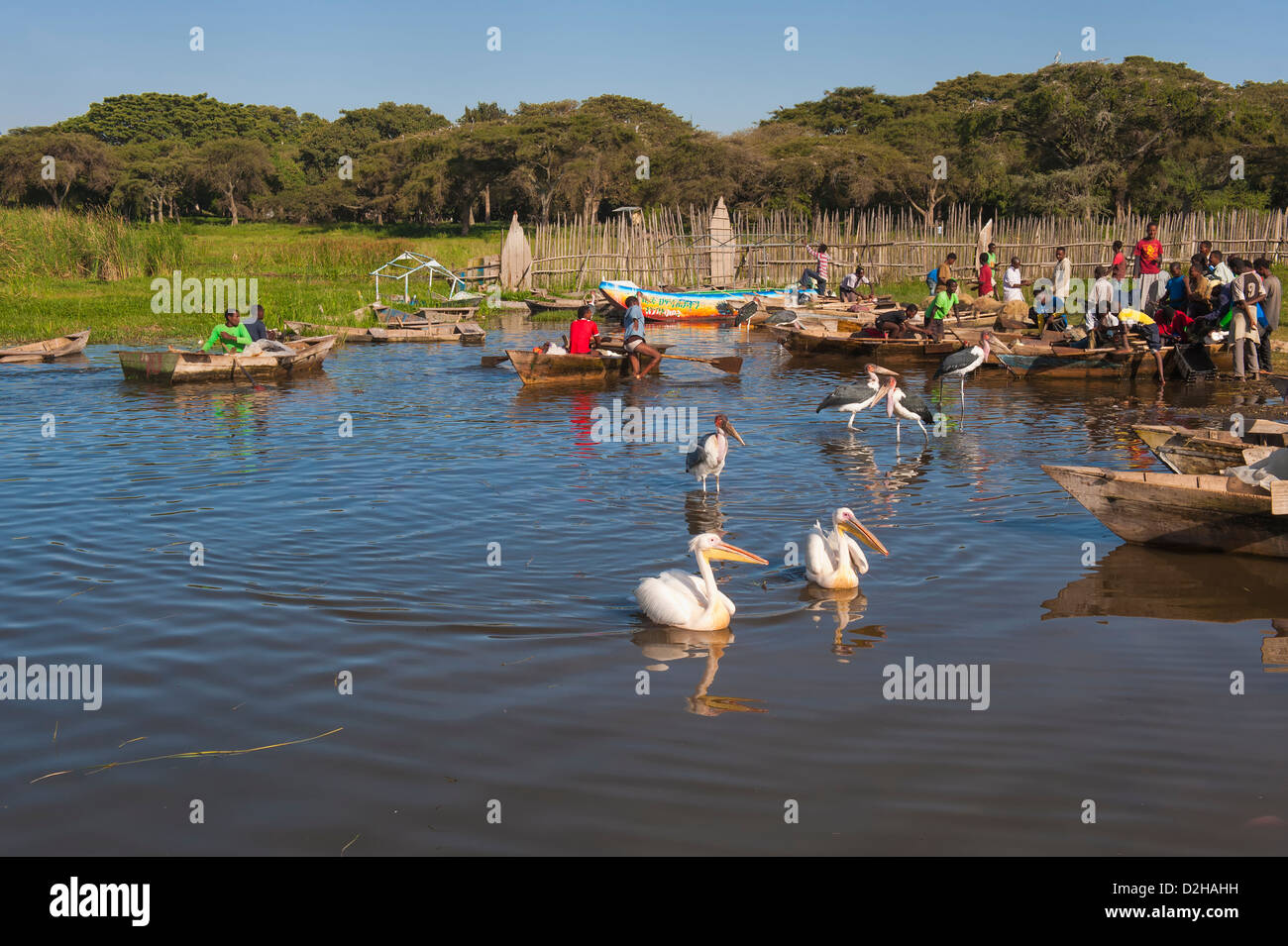Boats at the fishing harbor, Awasa, Ethiopia Stock Photo - Alamy