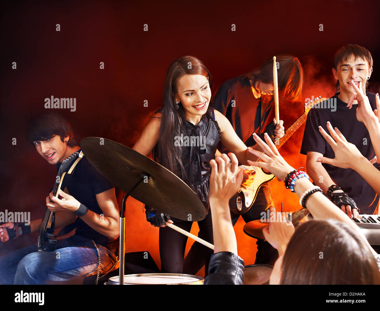 Musical group performance in night club Stock Photo - Alamy