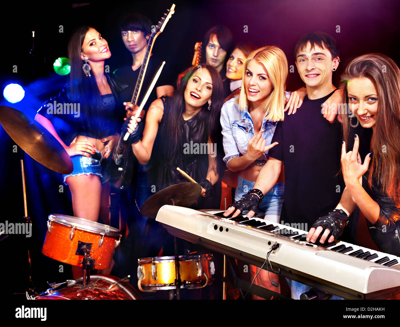 Musical group performance in night club Stock Photo - Alamy