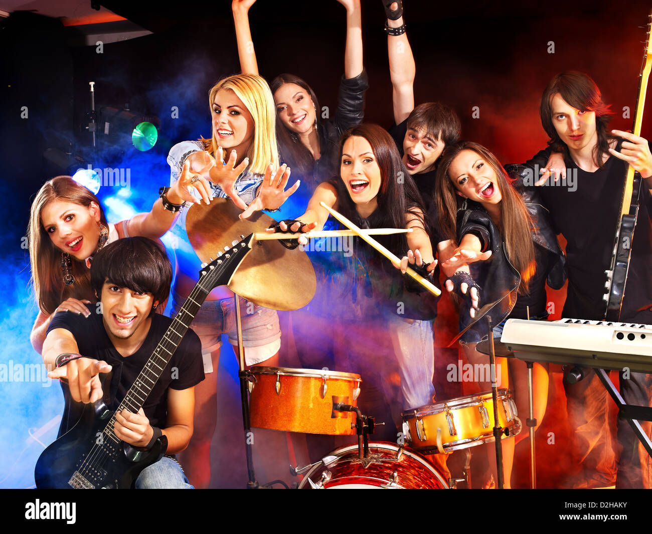 Musical group performance in night club Stock Photo - Alamy