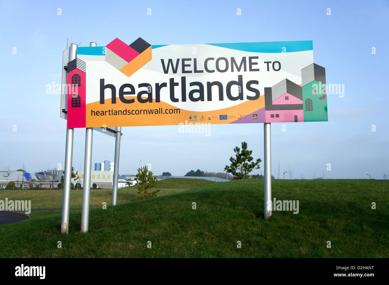 Welcome to Heartlands sign Redruth, Cornwall, UK Stock Photo - Alamy