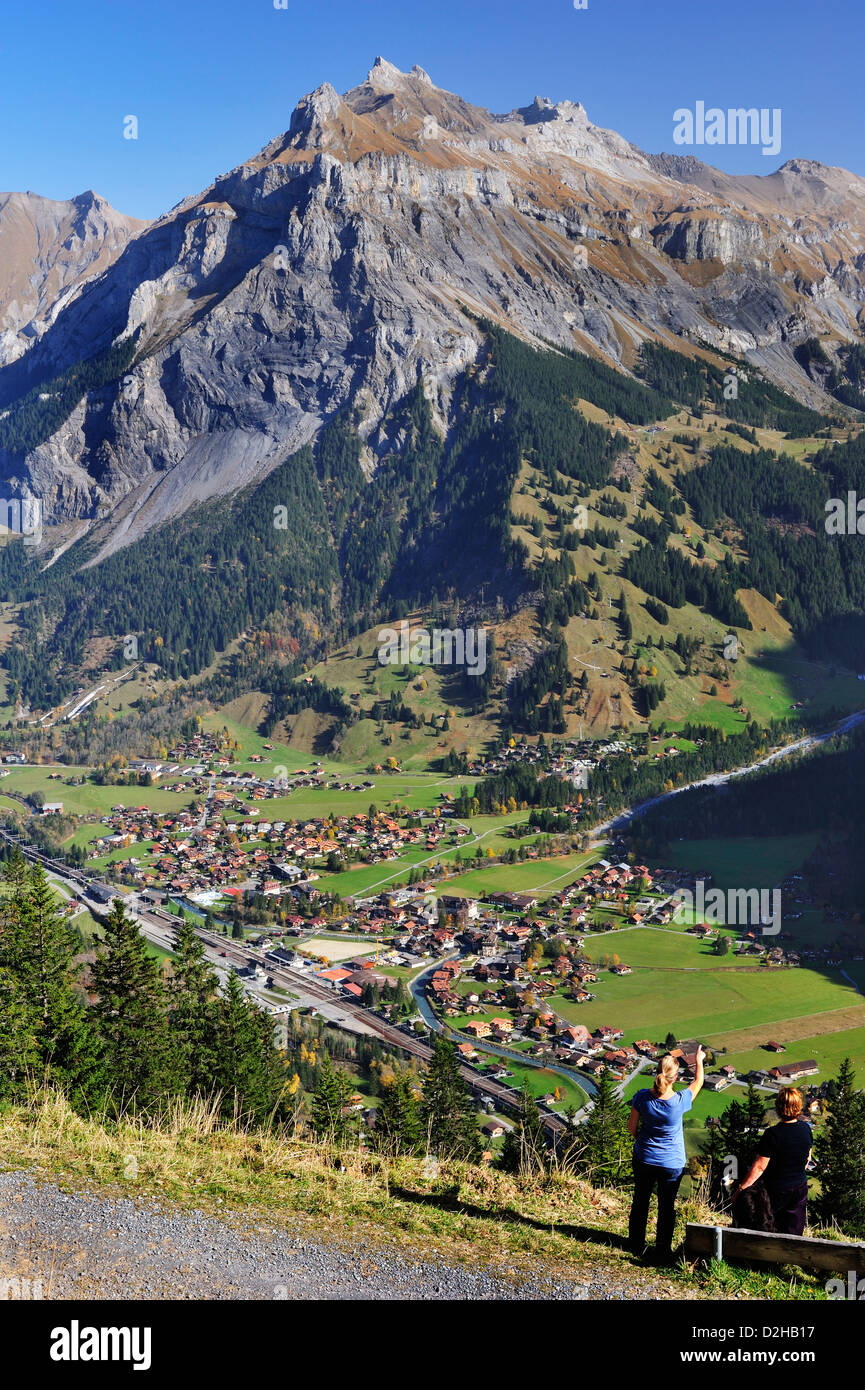 The Swiss town of Kandersteg, in the Bernese Oberland, from above Stock ...