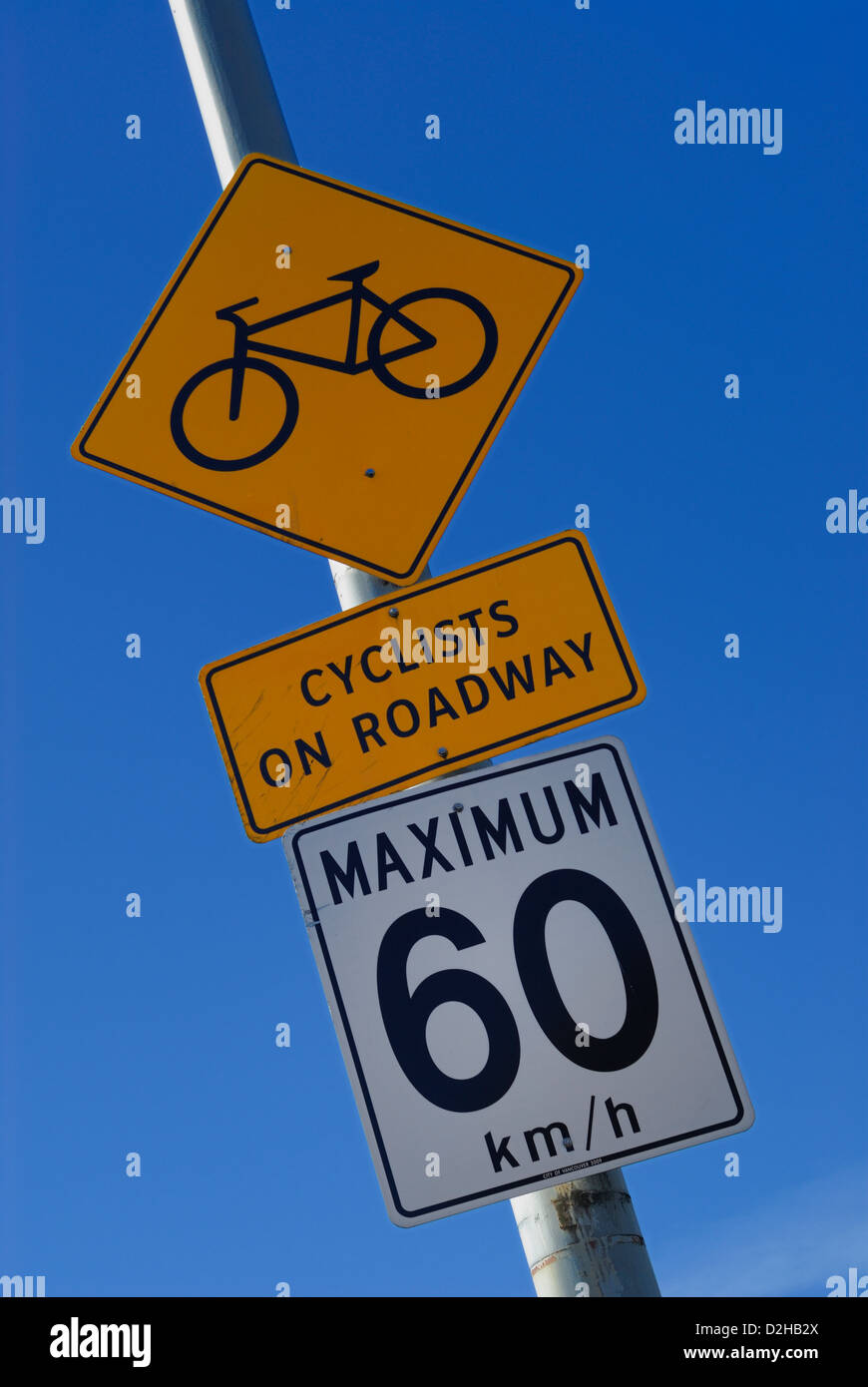 Vancouver road sign warning Stock Photo - Alamy