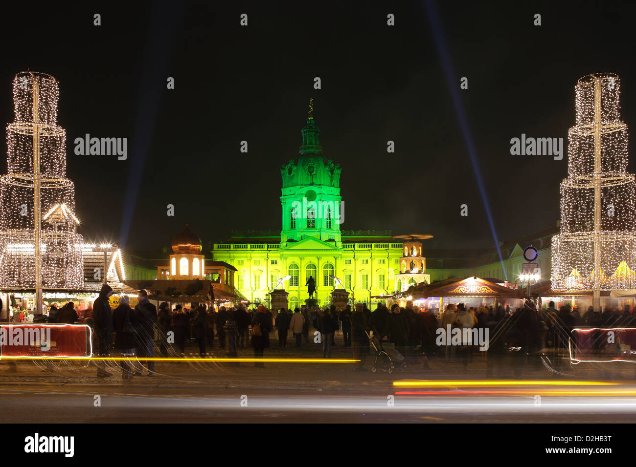 Berlin, Germany, Christmas Market at Charlottenburg Palace illuminated ...