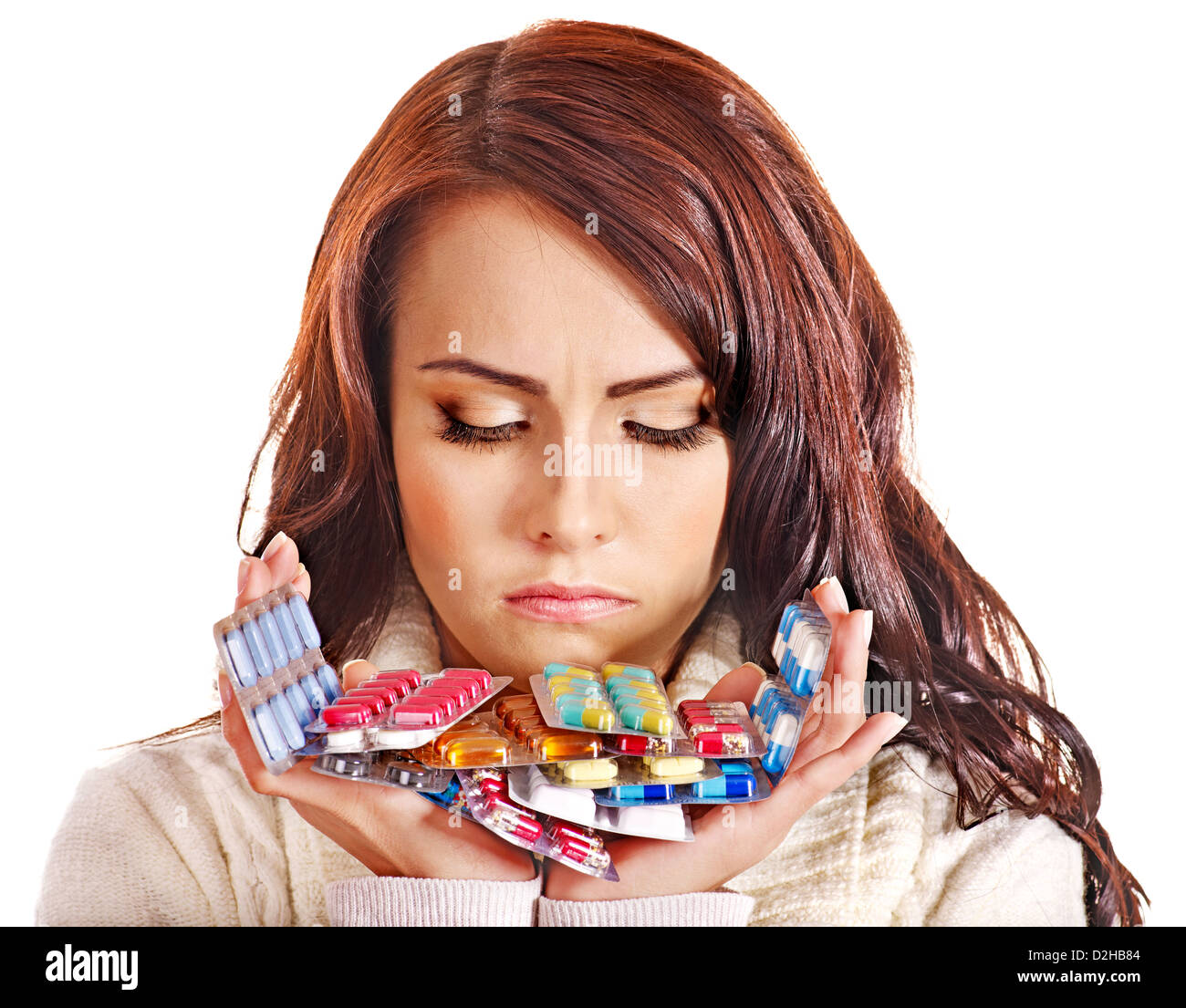 Young woman having pills and tablets Stock Photo - Alamy