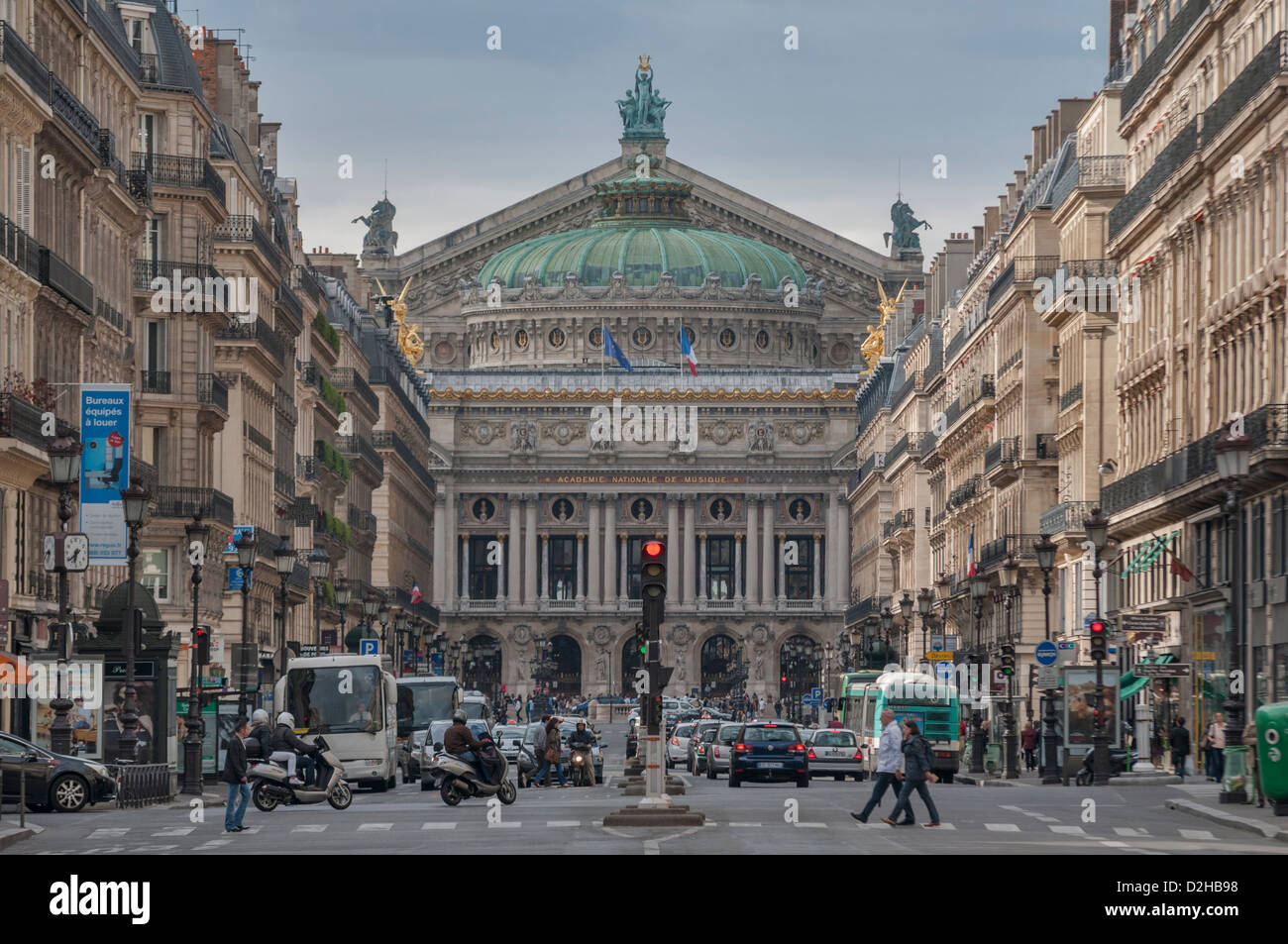 National Opera from l'Avenue de l'Opera, Paris, Ile-de-France, France ...