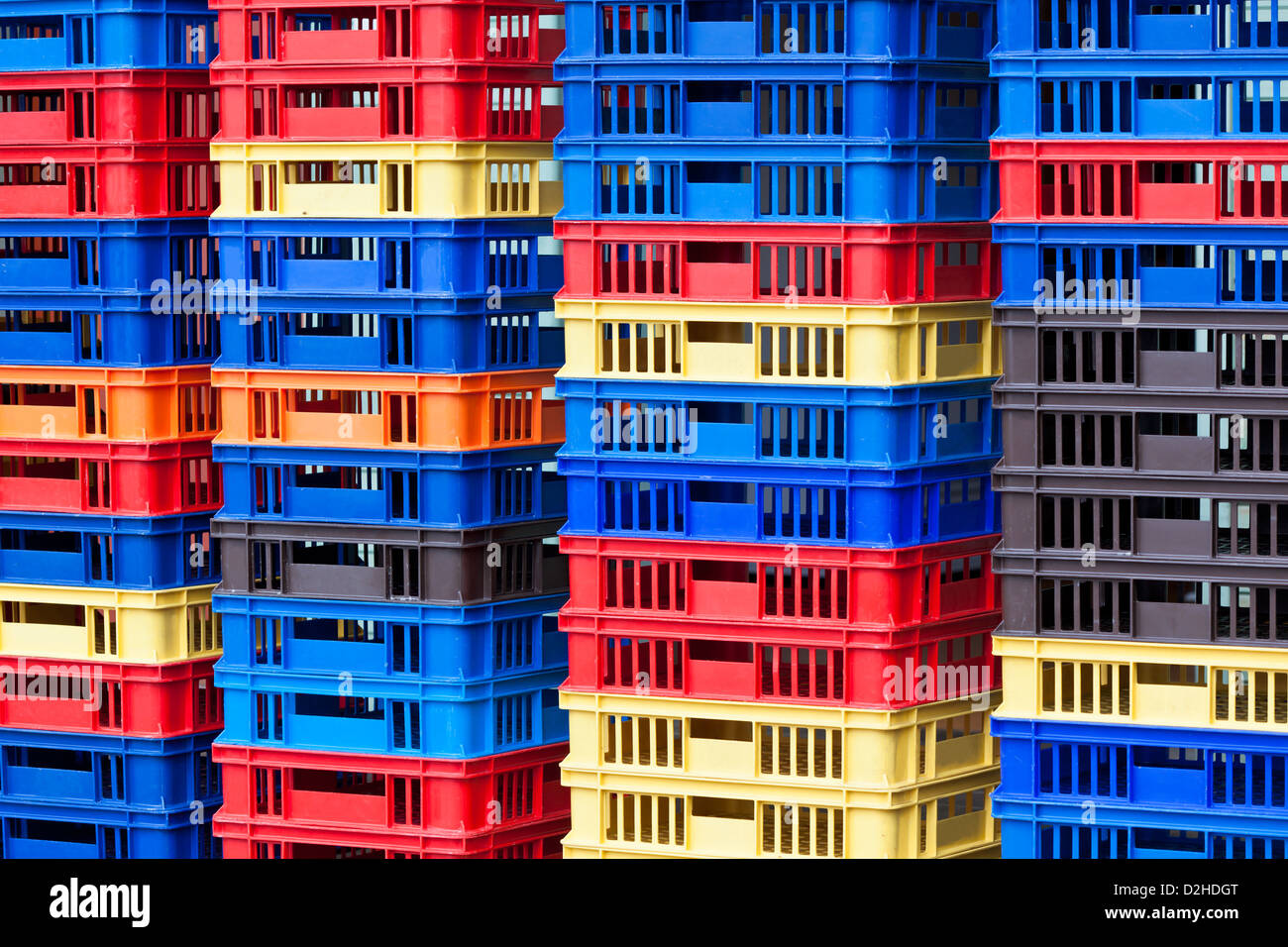 Bright Color Plastic Containers Piles. Horizontal shot Stock Photo - Alamy
