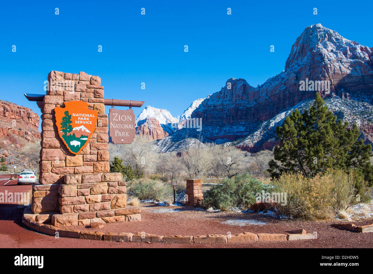 The Zion national park in Utah on winter Stock Photo - Alamy
