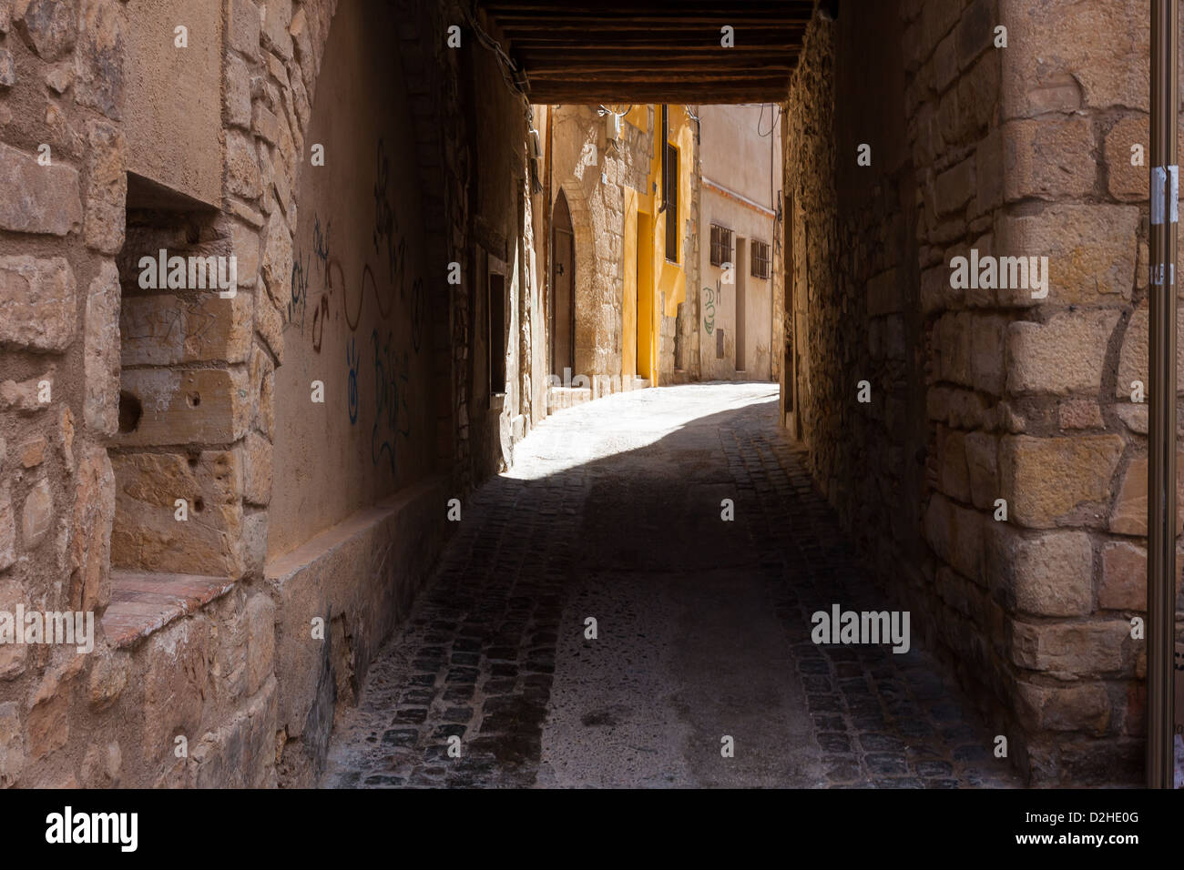 Old catalonia street in Spain Stock Photo - Alamy