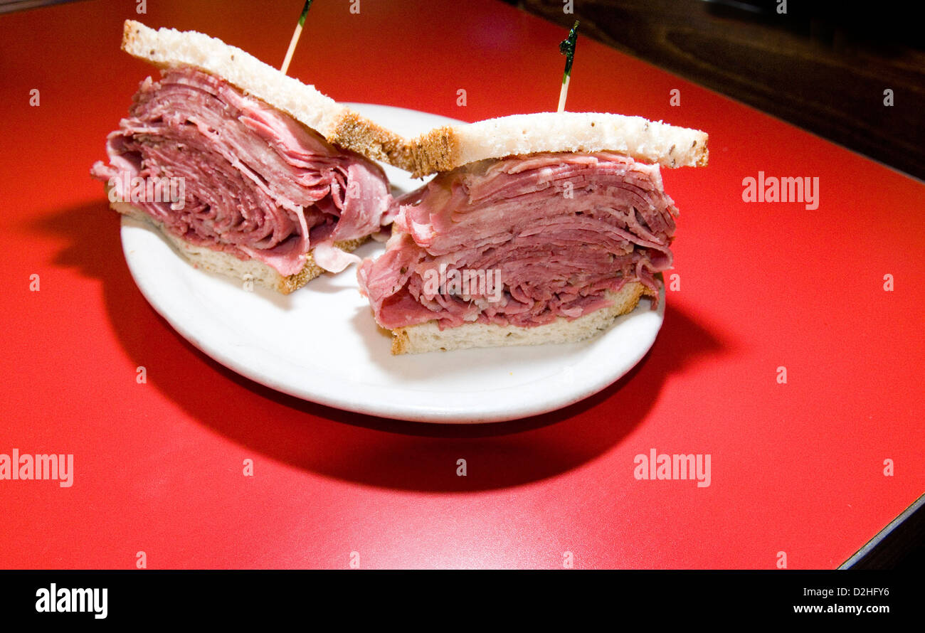 combination tongue corned beef sandwich on seeded rye bread at Jewish ...