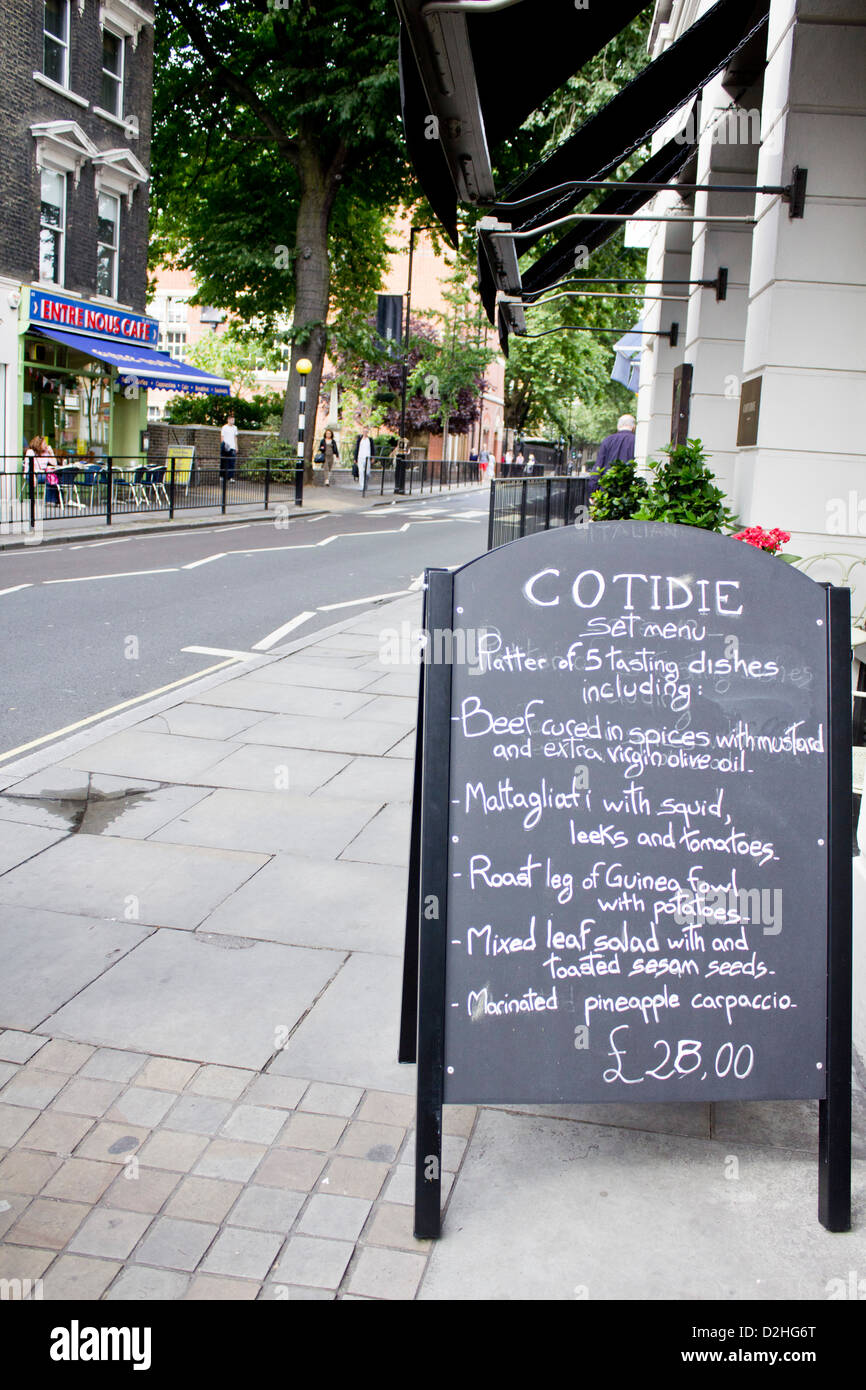 Restaurant Menu on the Sidewalk / Pavement, Marylebone High St, City of ...