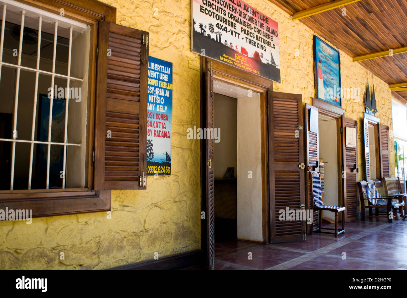 colonial building veranda, hell-ville, nosy-be, madagascar Stock Photo ...