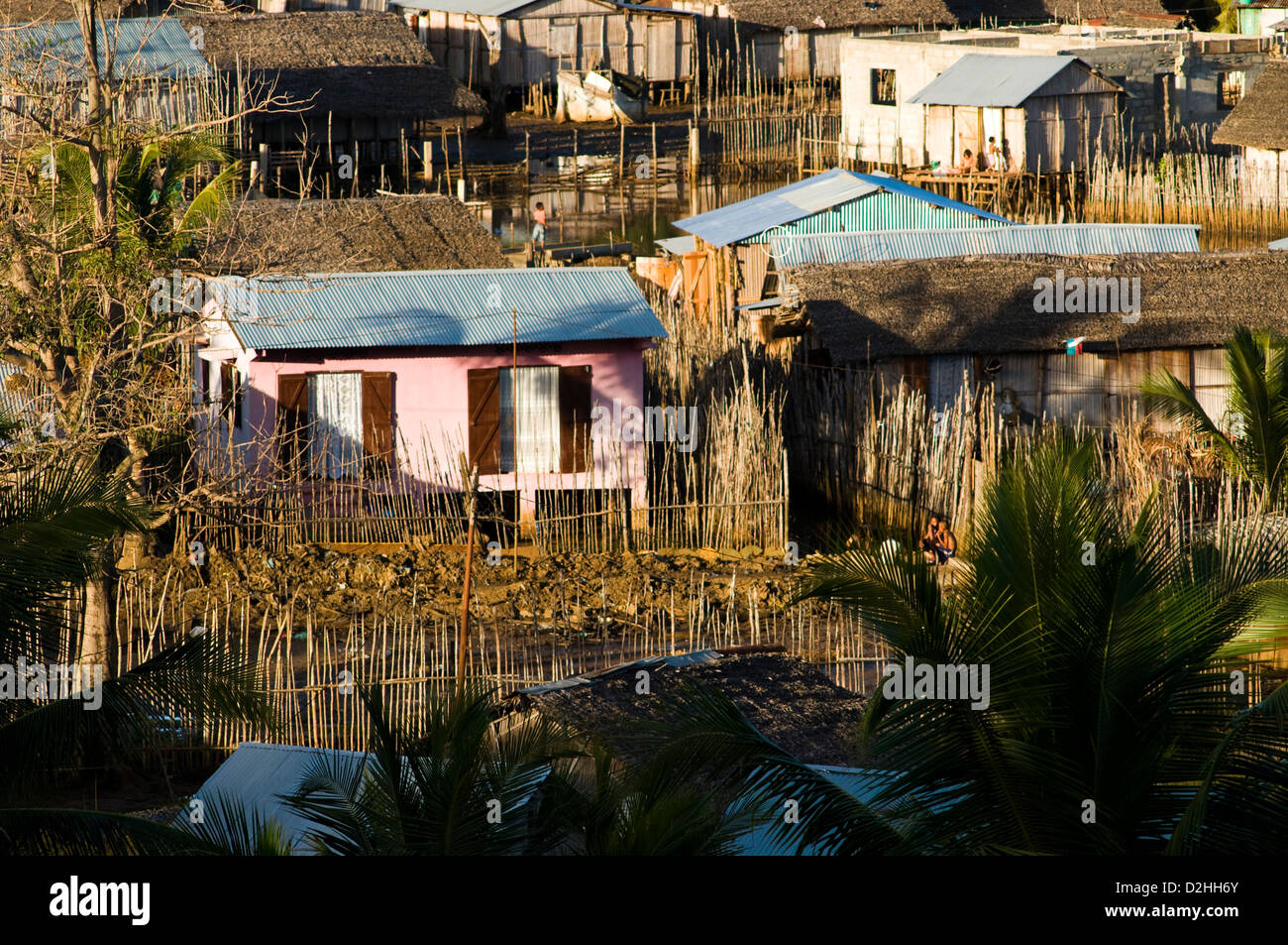 traditional thatched housing, fishing village, hell-ville, nosy-be ...
