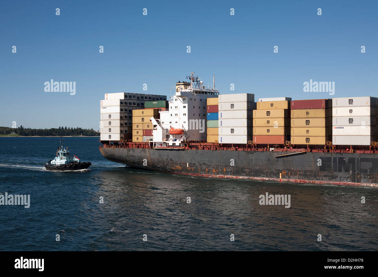 MSC Italia Container Ship arriving at Brotherson Dock Botany Bay Sydney ...