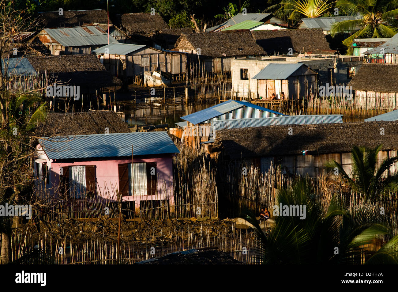 traditional thatched housing, fishing village, hell-ville, nosy-be ...