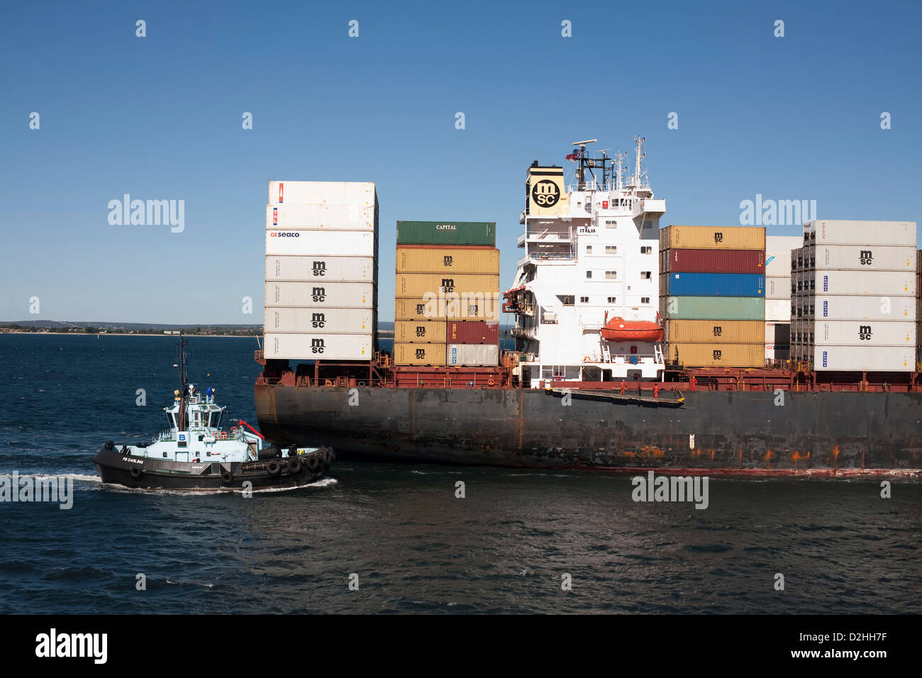 MSC Italia Container Ship arriving at Brotherson Dock Botany Bay Sydney ...