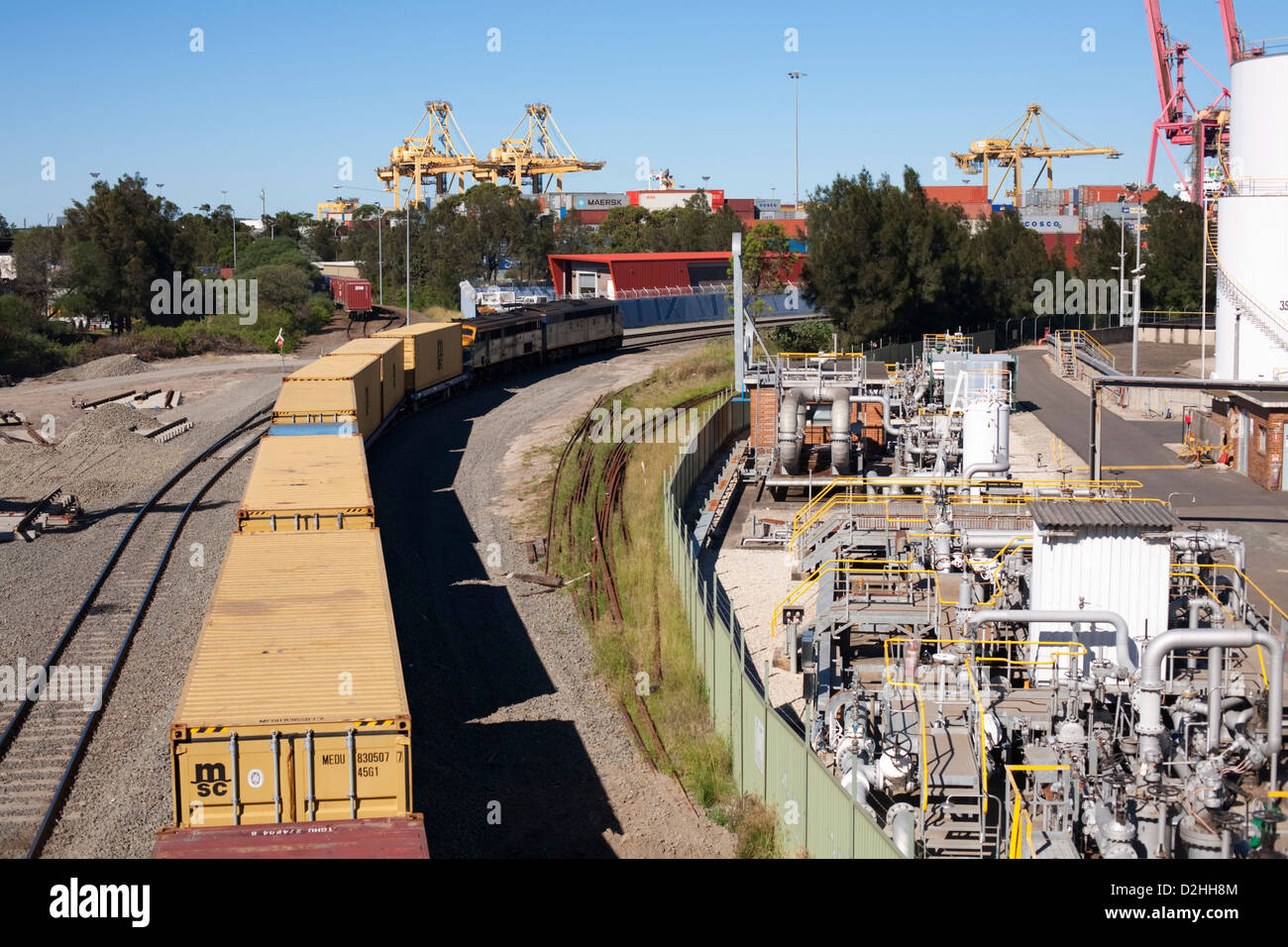 Shipping Containers arriving at Port Botany via Railway link Stock ...
