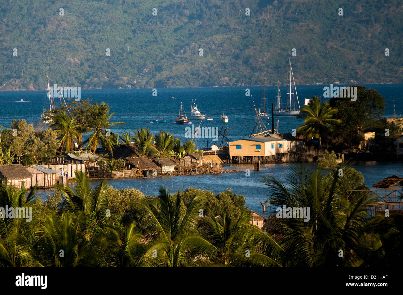 traditional thatched housing, fishing village, hell-ville, nosy-be ...