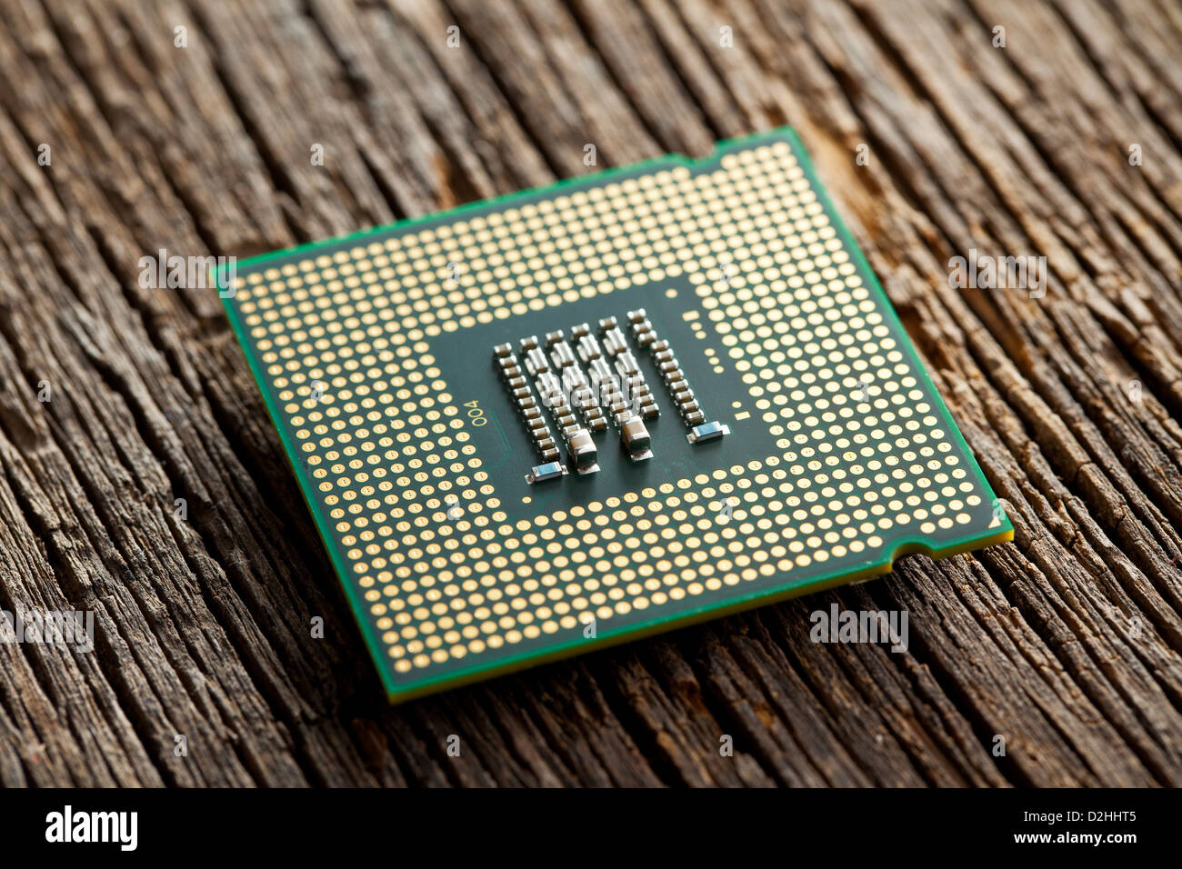 the computer processor on old wooden background Stock Photo - Alamy