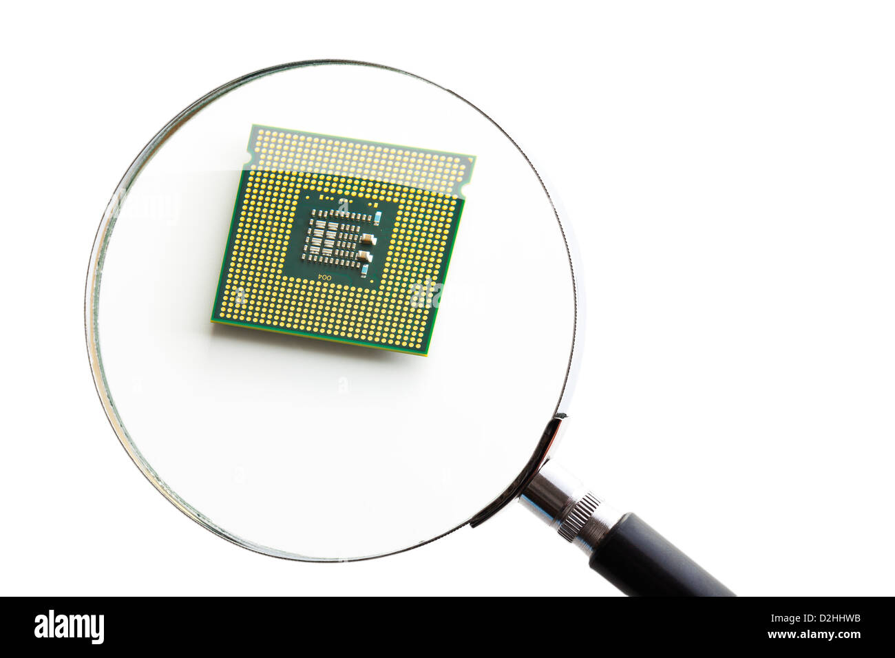 Computer processor. Look through a magnifying glass Stock Photo - Alamy