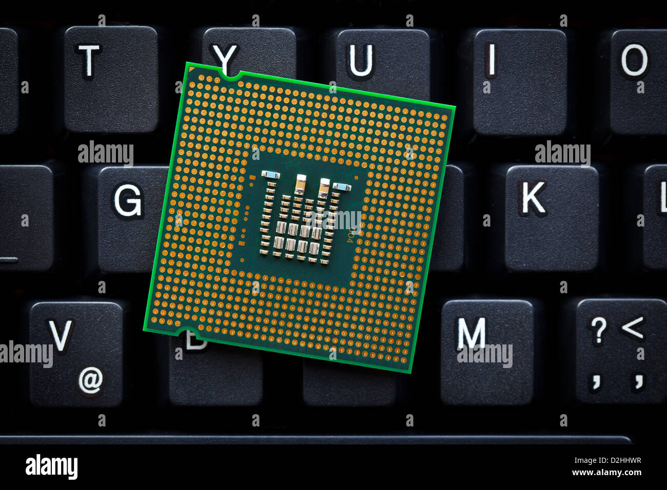 the computer processor on computer keyboard Stock Photo - Alamy