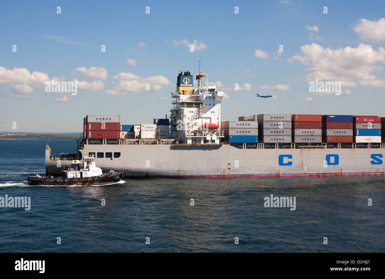 Port Botany tugboat assisting containership to its berth at Port Botany ...