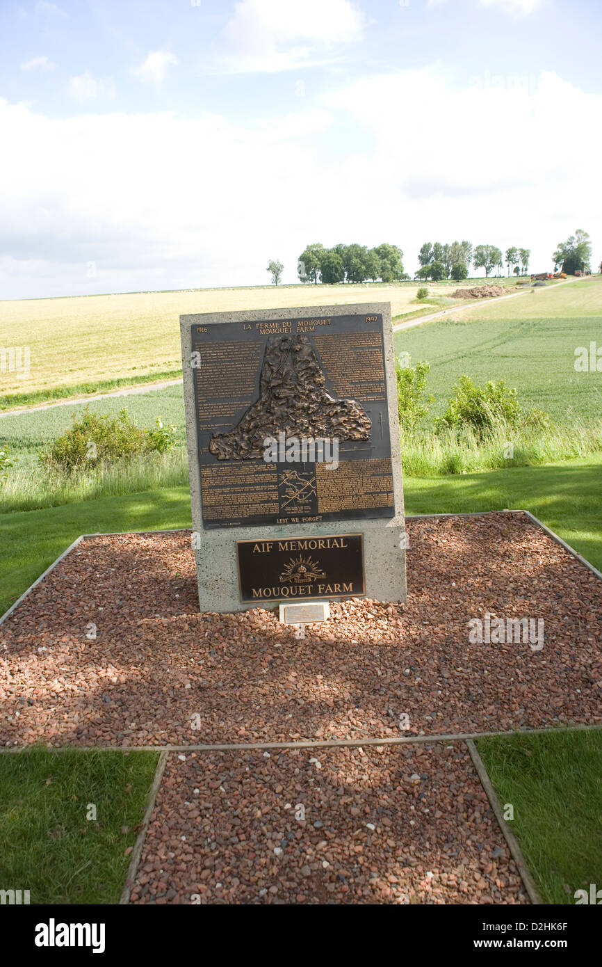 Australian Memorial in front of Mouquet Farm known as Mucky Farm part ...