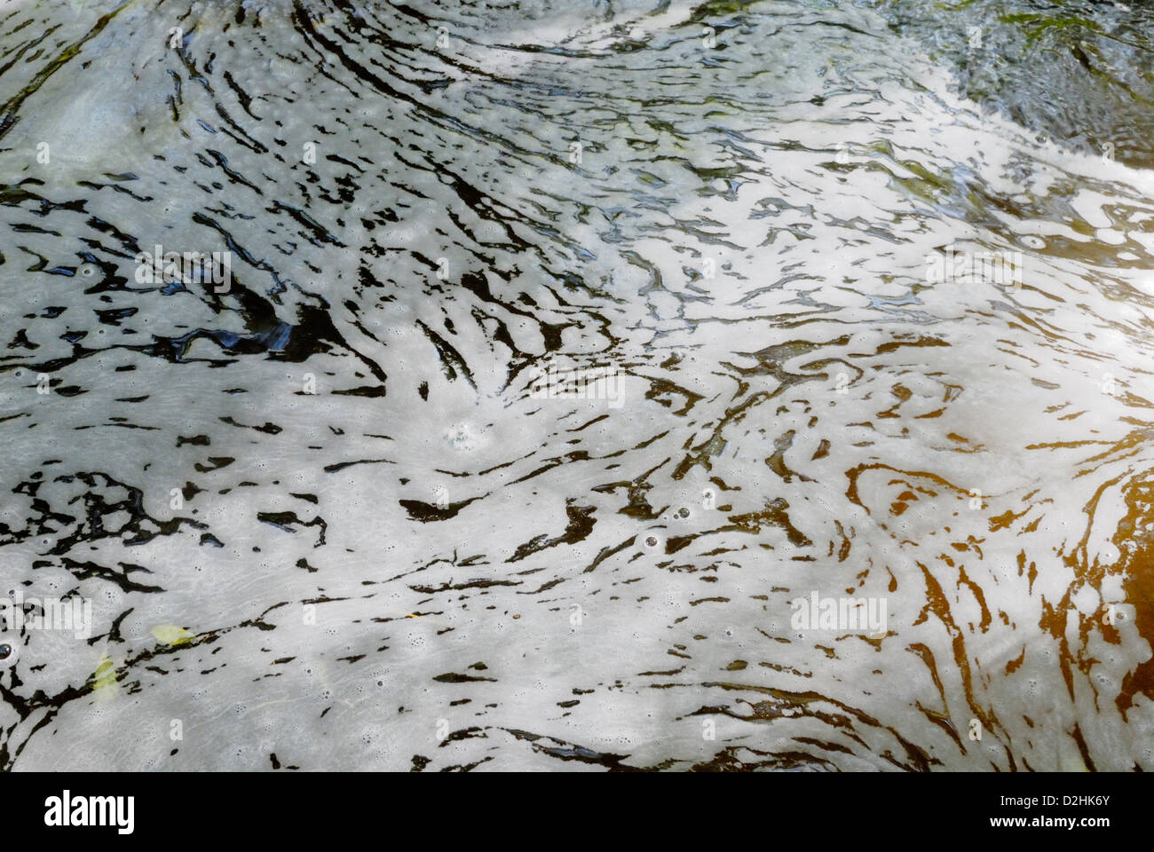 Patterns of foam in river water Stock Photo - Alamy