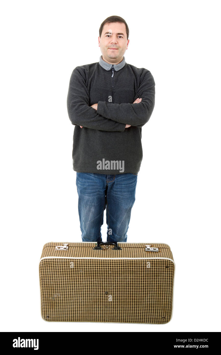young silly man traveler, full body, isolated Stock Photo - Alamy