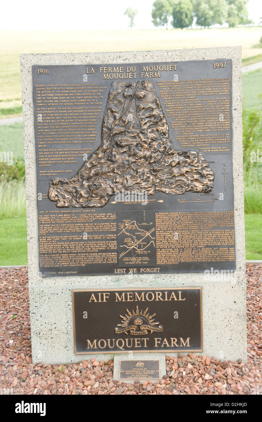 Australian Memorial in front of Mouquet Farm known as Mucky Farm part ...