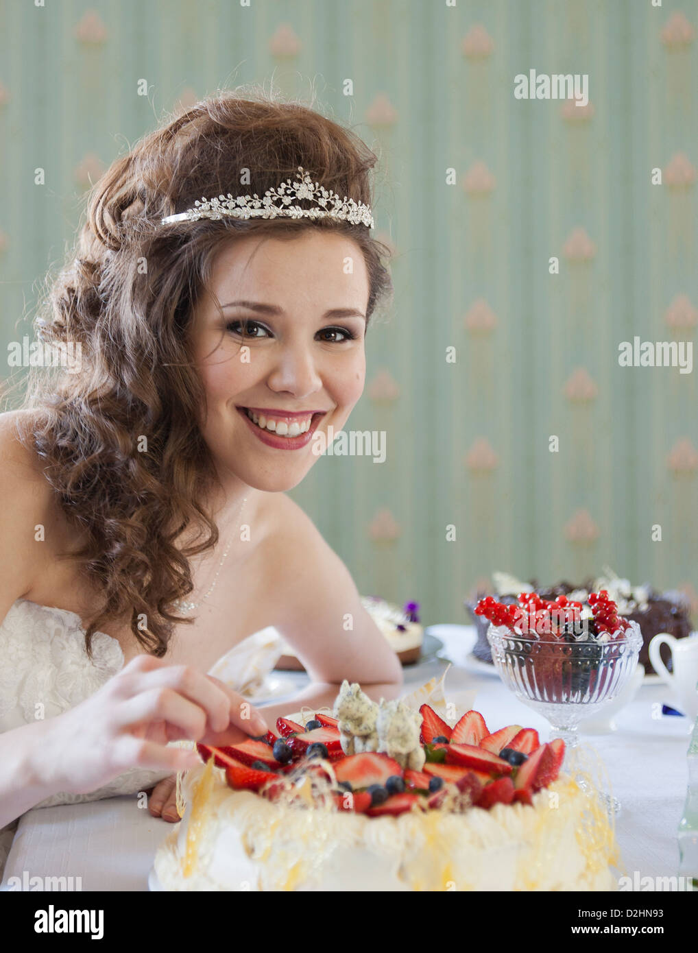 Woman eating chocolate cake strawberry hi-res stock photography and ...