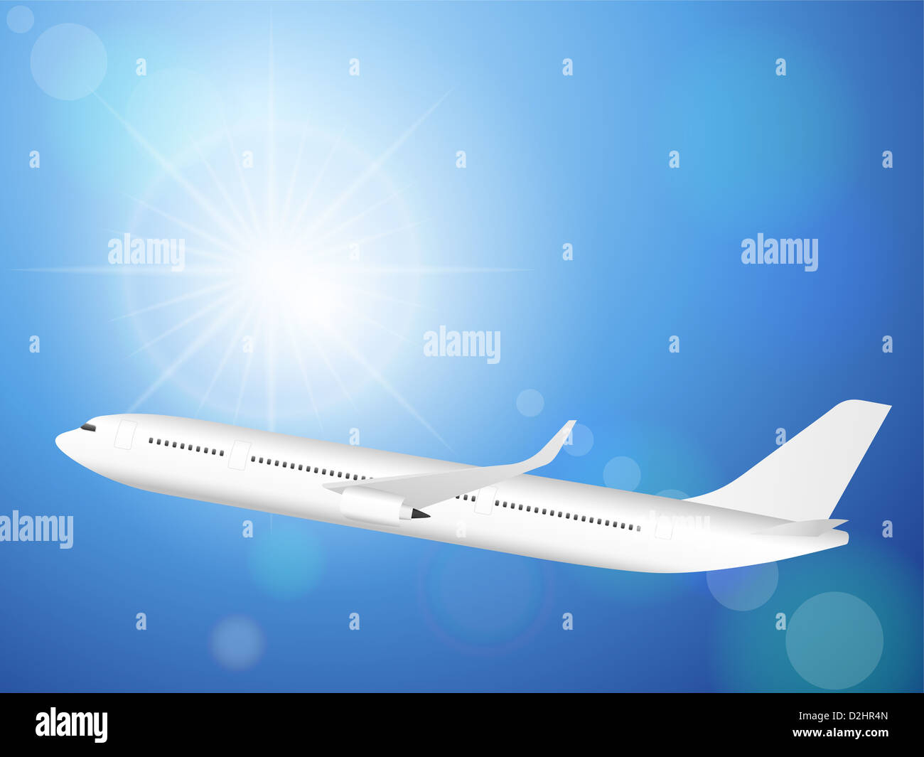 Airplane flying in the sky. Vector illustration Stock Photo - Alamy