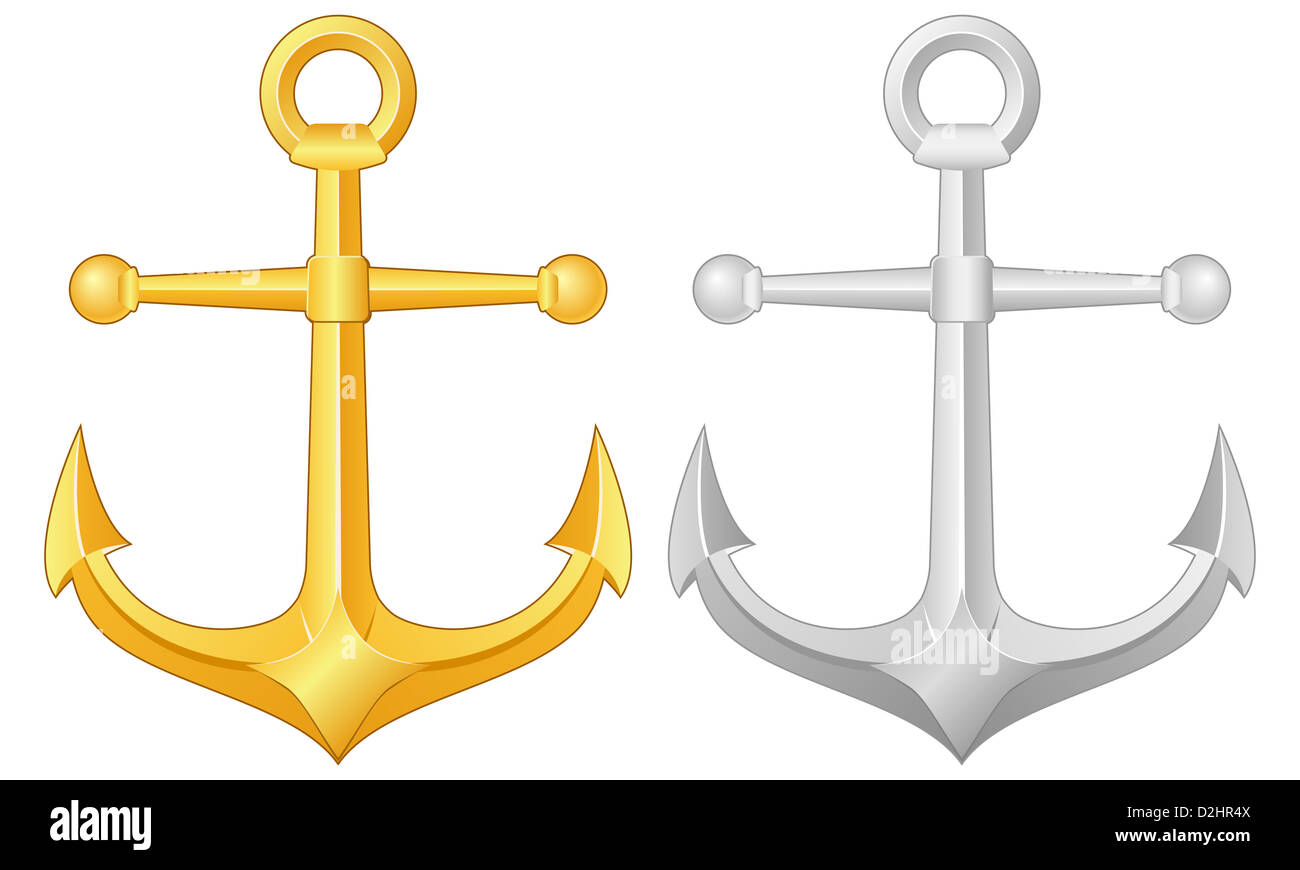 Two anchors on a white background. Vector illustration Stock Photo - Alamy