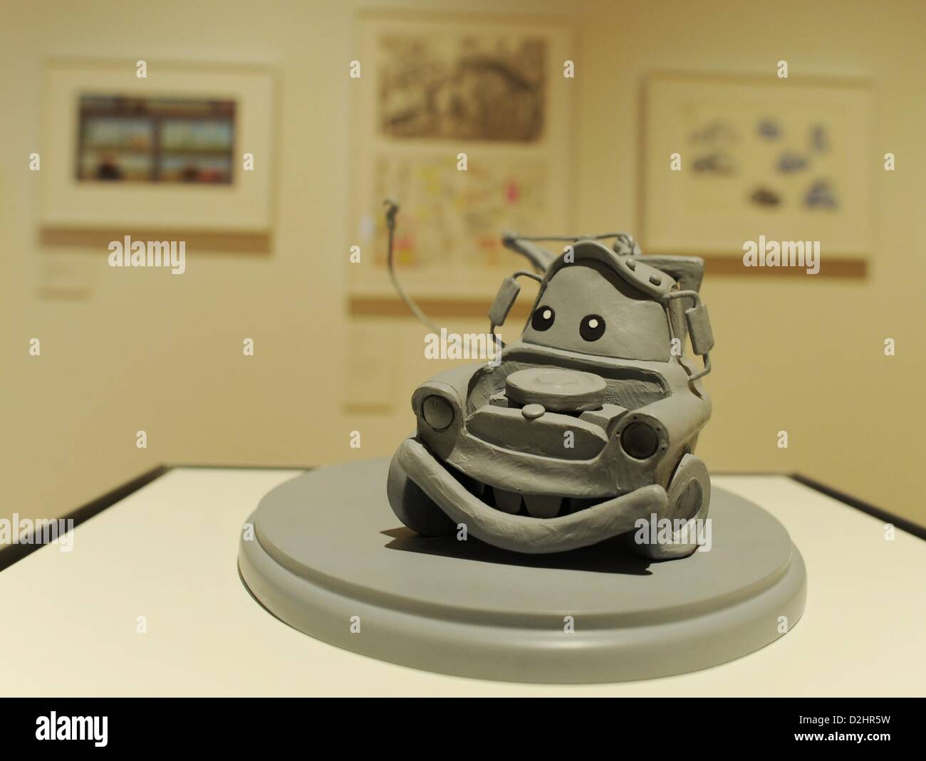 Sculptures from the movie Cars are seen at the exhibition 'Pixar - 25 ...