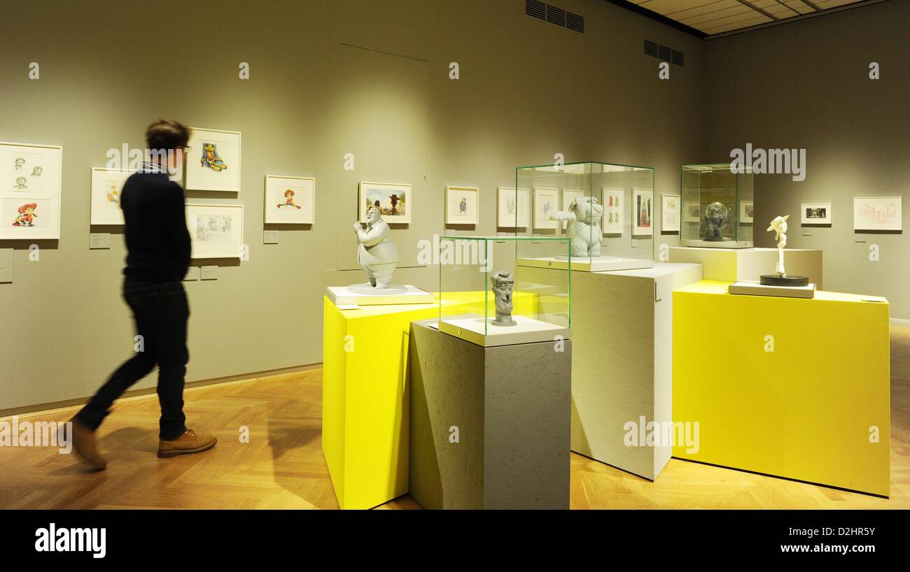 An employee walks through the exhibition 'Pixar - 25 Years of Animation ...