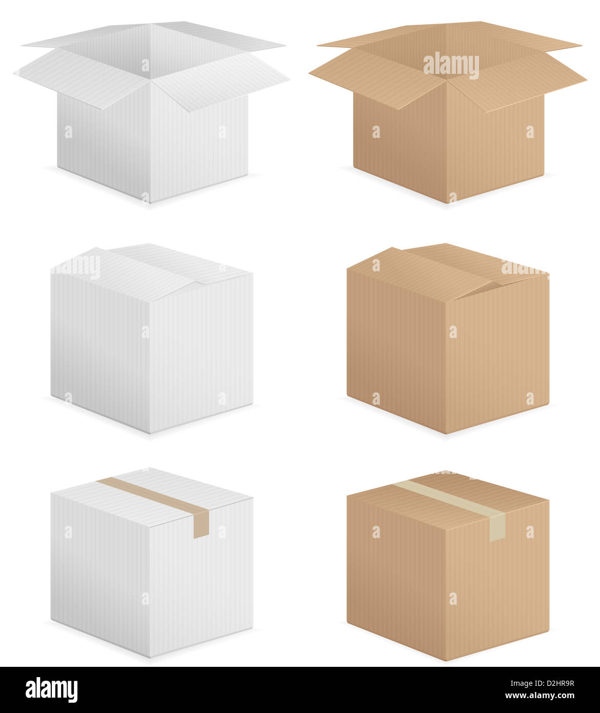 Cardboard box set on white background. Vector illustration Stock Photo ...